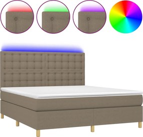 Box spring postel s matrací a LED taupe 160x200 cm textil 3135769