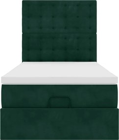 Osmanský rám postele s matracemi tmavě zelené 100x200cm samet 3313598