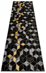 Dywany Luszczow Kusový koberec, Běhoun GLOSS moderni 400B 86, 3D černý / zlato Rozměr koberce: 60 x 300 cm