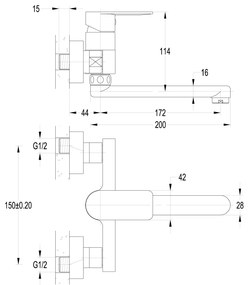 Sapho CONCORDE nástěnná dřezová baterie, chrom CO625