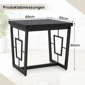 Costway Mramorový čtvercový odkládací stolek Moderní s deskou z umělého mramoru