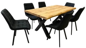 Vikio Jídelní set pro 6 osob 160x90 cm dub-černá VJS116-61C