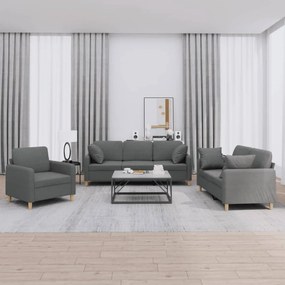 3dílná sedací souprava s polštáři tmavě šedá textil 3202071