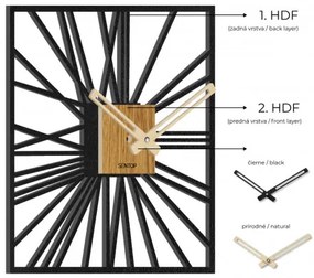Dřevěné nástěnné hodiny z HDF - Černé, bílé nebo dub | SENTOP HDFK038-dub