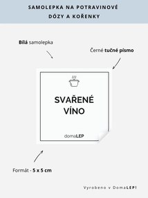 Samolepka na kořenky SVAŘENÉ VÍNO bílá 5 × 5 cm tučné písmo