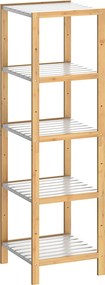 Policový regál bambus bílý 140x33x34cm