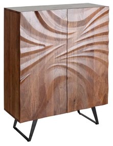 Massive home | Vysoká komoda HURRICANE 120cm 3D akátové dřevo hnědá