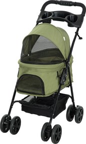 Kočárek pro domácí zvířata PawHut Dog Buggy s funkcí skládání pro malé psy a kočky, vozík pro psy, kočárek pro kočky Oxford tmavě zelený 67 x 45 x 96