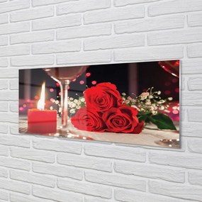 akrylový obraz Růže svíčka sklo 120x60 cm