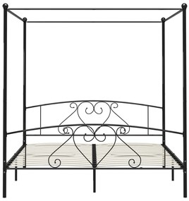 Rám postele s nebesy černý kovový 200 x 200 cm,  284439