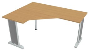 Stůl ergo lomený pravý 160×120 cm - Hobis Flex FEV 60 P Dekor stolové desky: buk, Barva nohou: Stříbrná