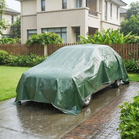 Nepromokavá plachta 4 x 6 m 90 g/m² Látková plachta odolná proti roztržení UV stabilní se zesílenými oky UV stabilní zelená