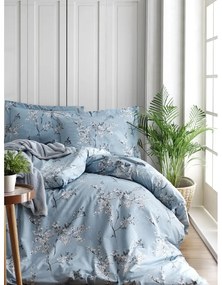 Modré povlečení na jednolůžko z bavlny Renforcé 140x200 cm Blue Floral – Mila Home Luxury