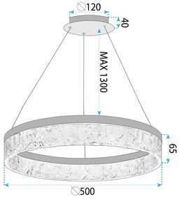 Toolight Toolight, LED závěsné osvětlení 50cm, 31W, 3000K, LHJ046-CP, zlatá lesklá, OSW-50021