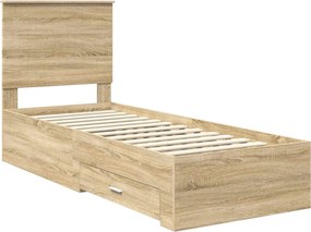 Rám postele Sonoma dub a stříbrná 70 x 190 cm Kompozitní dřevo 3411370