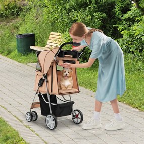 Costway Kočárek pro psy mazlíčky buggy do 15 kg – 81 × 45 × 101 cm, béžový