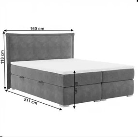 Postel boxspring MEGAN 160x200 šedá