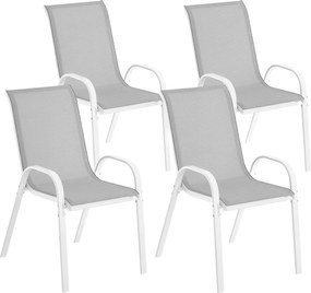 Outsunny Set 4 Klasických Zahradních Křesel - Stohovatelná Židle do Zahrady s Dýchacím Textilním Potahem, Ocelový Rám, Područky a Opěrka 54x71x93 cm Š
