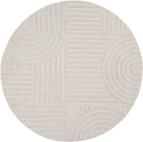 Slonovinový ručně tkaný vlněný kulatý koberec ø 160 cm Zen Garden – Flair Rugs