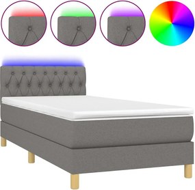 Box spring postel s matrací a LED tmavě šedá 90x190 cm textil 3133918