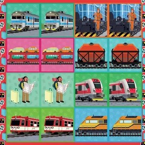 JIRI MODELS Pexeso v sešitu Vlaky / 64 kartiček / Krabička k vystřižen