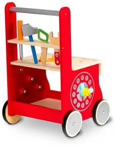 EcoToys Dřevěné chodítko dílna, červená, TL88042