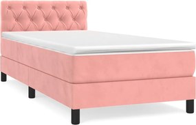 Box spring postel s matrací růžová 80 x 200 cm samet 3141454