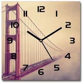Wallmuralia Skleněné hodiny čtverec Most San Francisco 30x30 cm