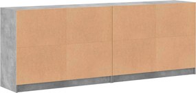 Knihovna s dvířky betonově šedá 204x37x75 cm kompozitní dřevo 3206534