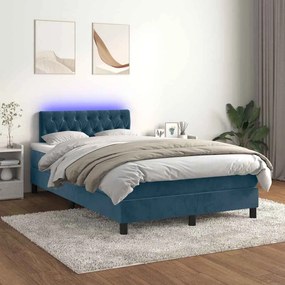 Box spring postel s matrací a LED tmavě modrá 120x190 cm samet 3270175