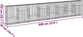 Gabionový koš s víkem 800 x 50 x 150 cm pozinkované železo 3295161