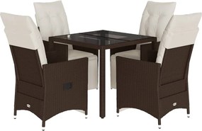 5dílný zahradní bistro set s poduškami hnědý polyratan 3276916