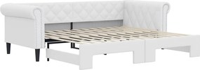 Válenda s přistýlkou bílá 90 x 200 cm umělá kůže 3197724