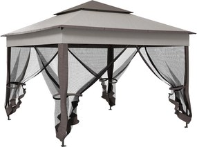 Skládací zahradní altán Outsunny s bočnicemi - snadno přenosný altán se stanem světle šedý 3,25 x 3,25 x 2,7 m | Aosom