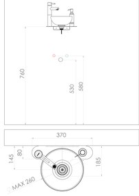 Sapho TETRIS držák s umývátkem na postavení stojánková baterie vlevo černá mat TZ424-01