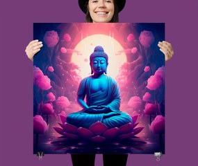 Plakát - Modrý Buddha lotosový květ FeelHappy.cz Velikost plakátu: 100 x 100 cm