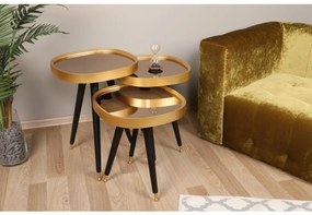 Asir | SADA 3x Odkládací stolek ALYS zlatá/černá | AS0959