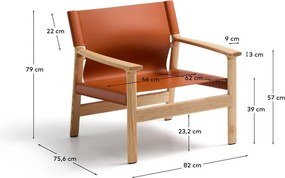Koňakově hnědé kožené křeslo Jan – Kave Home