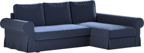 Potah na pohovku IKEA Backabro rozkládací se šezlongem barva tmavě modrá látka sametová