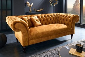 Designová sedačka Rubby Chesterfield 225 cm hořčičný samet