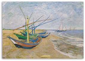 Obraz na plátně Rybářské lodě na pláži - V. van Gogh - 120x80 cm