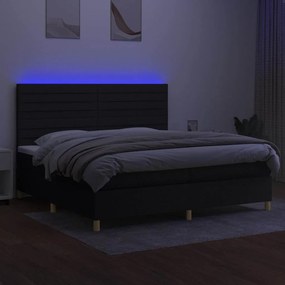 Box spring postel s matrací a LED černá 200x200 cm textil 3135543