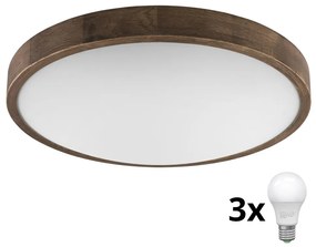 Brilagi - LED Stropní svítidlo CARVALHO SLIM 3xE27/60W/230V dub ořech pr. 47 cm