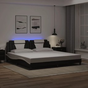 Rám postele Viana s LED bez matrace černý a bílý 200x200 cm 3214048