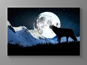 Liox Obraz vlk vyjící na měsíc Rozměr: 120 x 80 cm