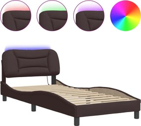 Rám postele s LED bez matrace Hvar Tmavě hnědá 90x200 cm Látka 3213679