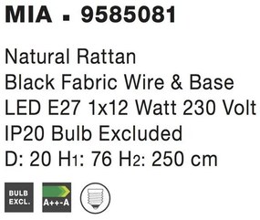 Nova Luce Závěsné svítidlo MIA, přírodní barva E27 1x12W