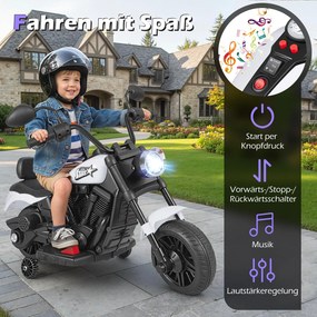 Costway 6 V dětský motocyklový chopper motorka s hudbou, předním nožním pedálem