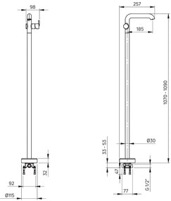Deante Silia, volně stojící umyvadlová baterie h-1090, ocelová, DEA-BQS_F2KK