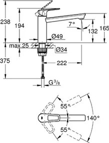 Grohe BauLoop - Dřezová baterie chrom
